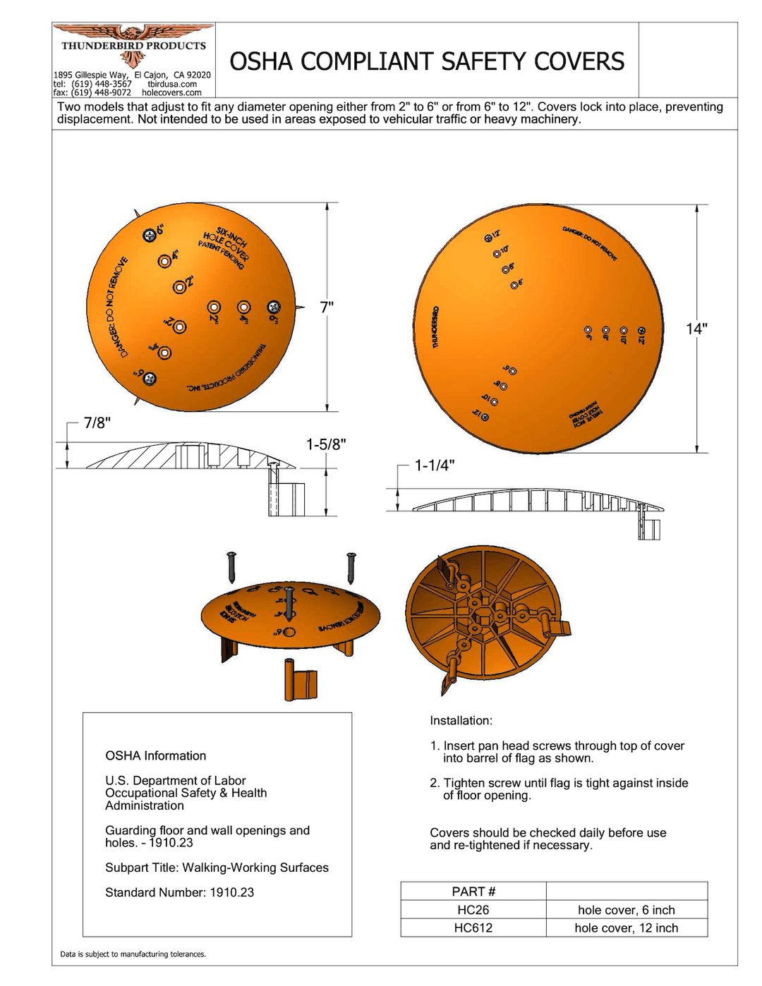 Hole Covers, OSHA Compliant (25 Pack) | Copperlab