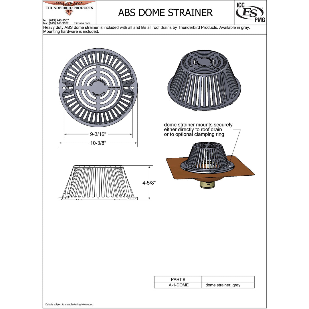 ABS Plastic Dome Strainer for Roof Drains | Copperlab