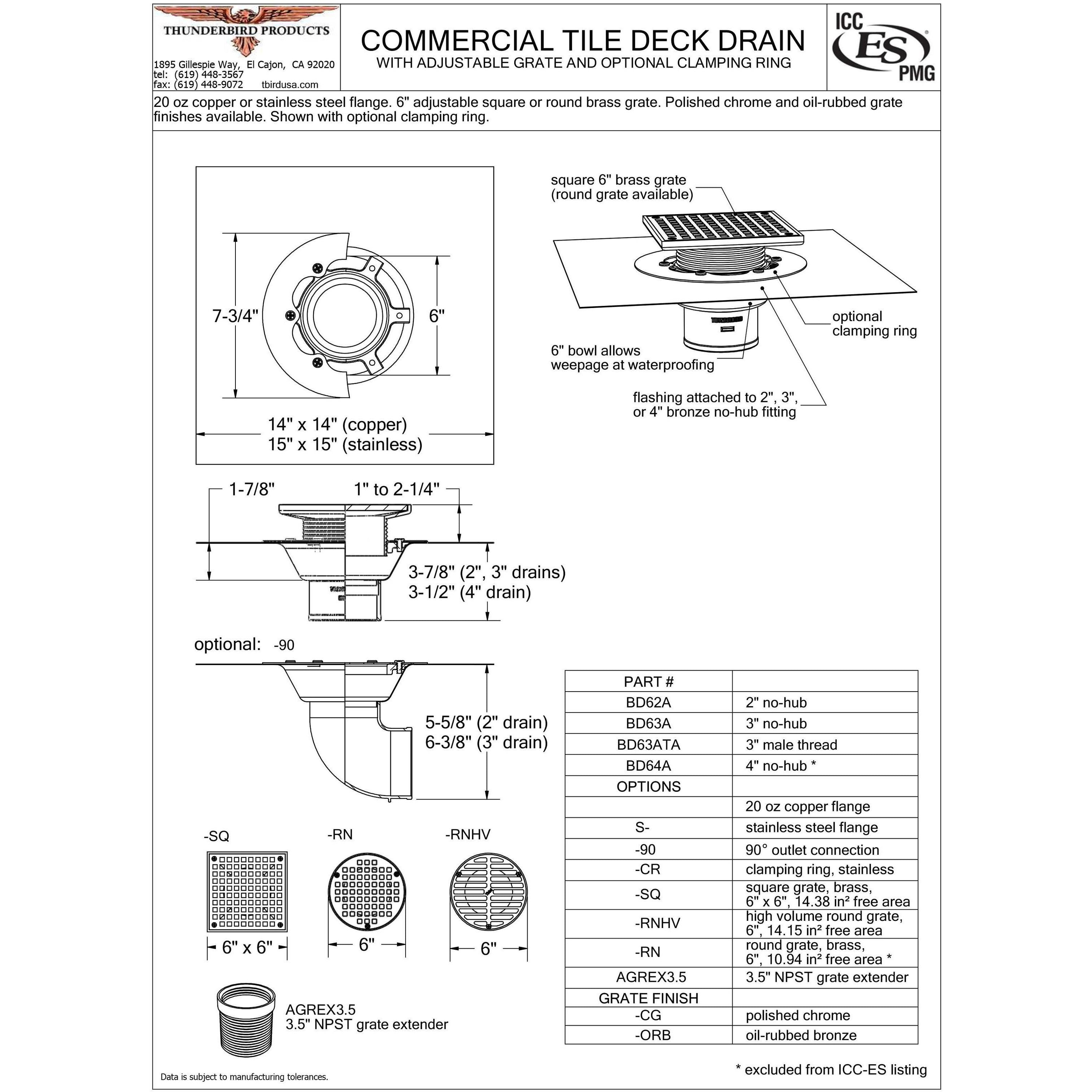 Adjusable Commercial Floor Drain, 20oz Copper | Copperlab