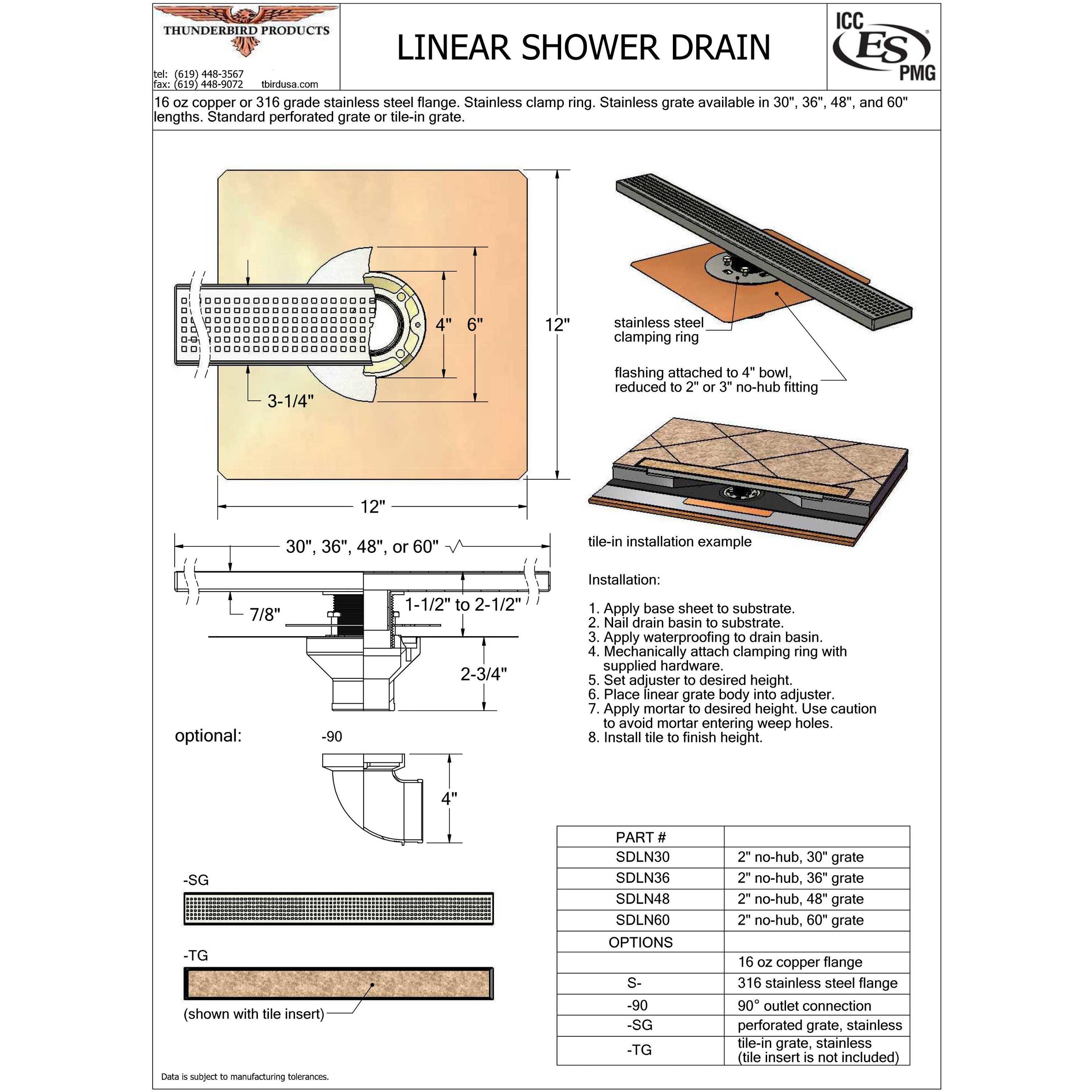 Linear Shower Drain with Copper Drain Body | Copperlab